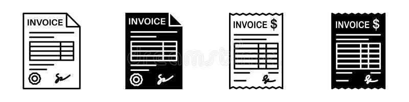 Invoice Icons Versions Set in Black Flat and Line Style Stock Vector ...