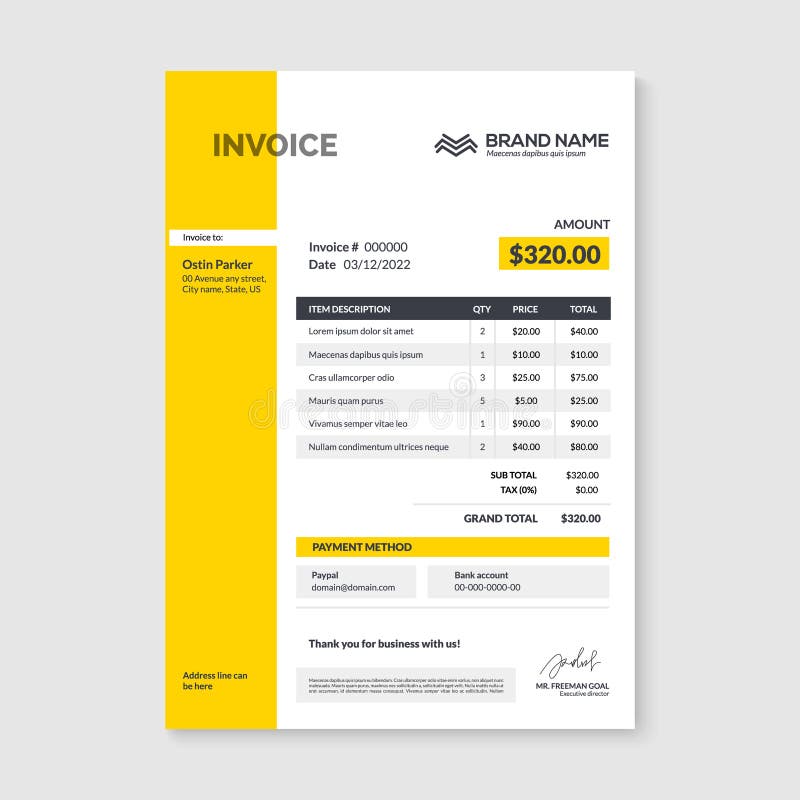 Invoice Minimal Design Template. Bill Form Business Invoice Stock ...