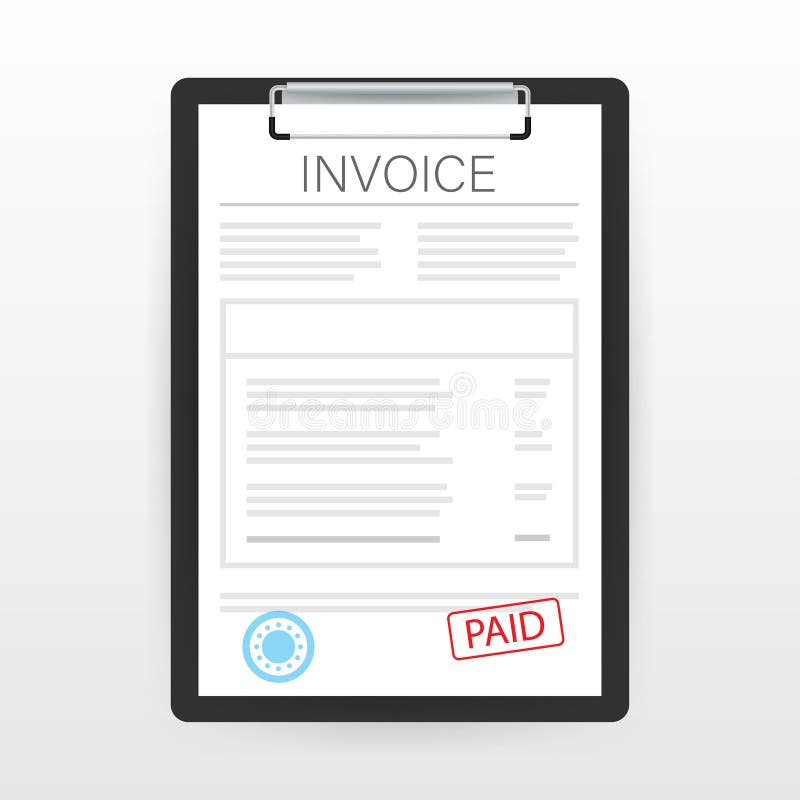 Invoice with Paid Stamp in Clipboard. Vector Stock Illustration Stock ...