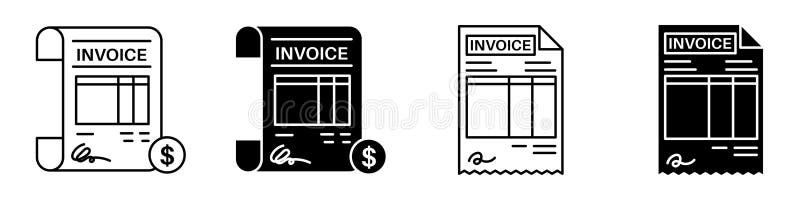 Invoice Payment Icons Versions Set in Black Flat and Line Style Stock ...
