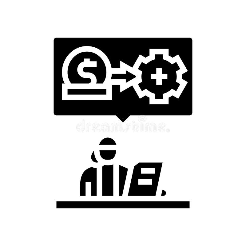 Invoice Processing Office Assistant Glyph Icon Vector Illustration ...