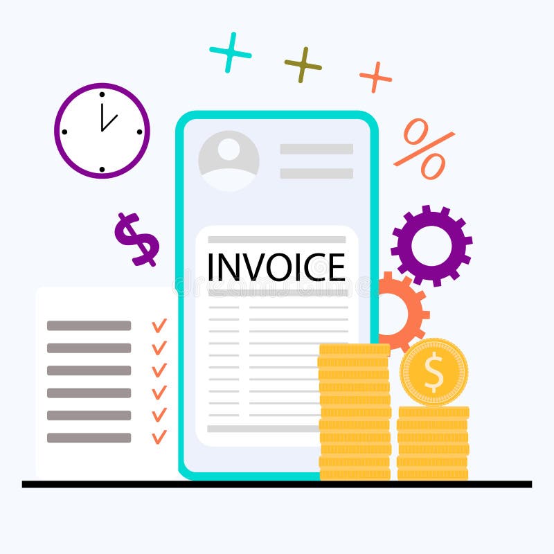 Invoice in Smartphone, Smart Pay Using Internet Banking Stock Vector ...