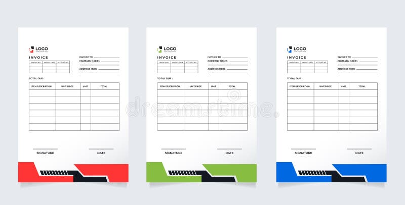 Invoice Template. Bill with Price Table Stock Vector - Illustration of ...