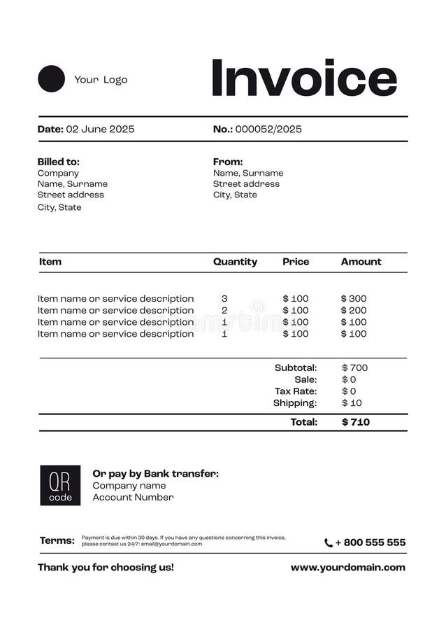 Invoice Template European Paper Format Stock Vector - Illustration of ...
