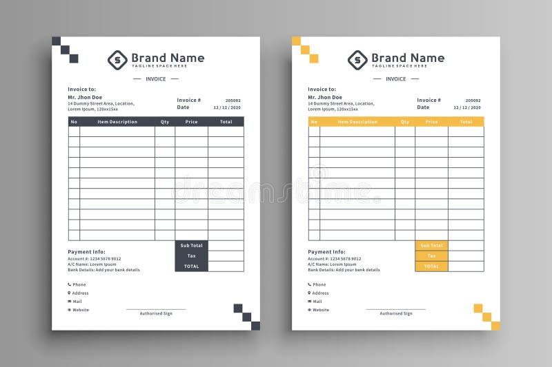 Invoice Template Vector Design, Eps 10 Editable Vector Attached. Stock ...
