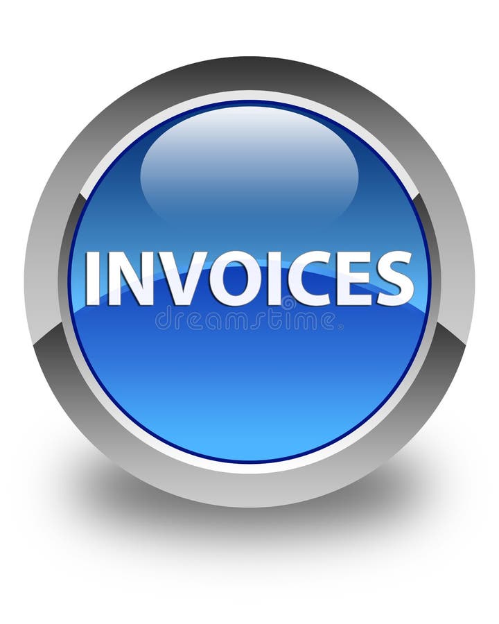 Invoices Blue Square Button Stock Illustration - Illustration of check ...