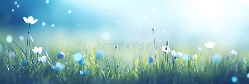 Invoking the Essence of Seasonal Nature, Azure Grass from a Side Angle ...