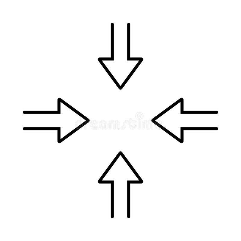 Inward Icon Design in Linear Style. Four Arrows Stock Vector ...