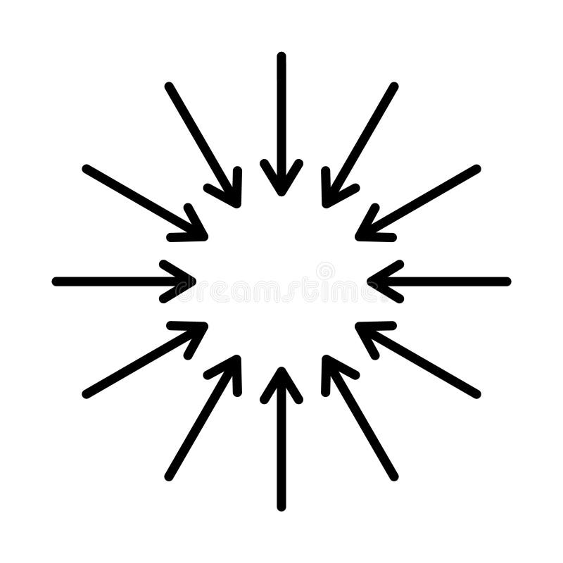 Inward radial arrows icon. stock vector. Illustration of radial - 334814751