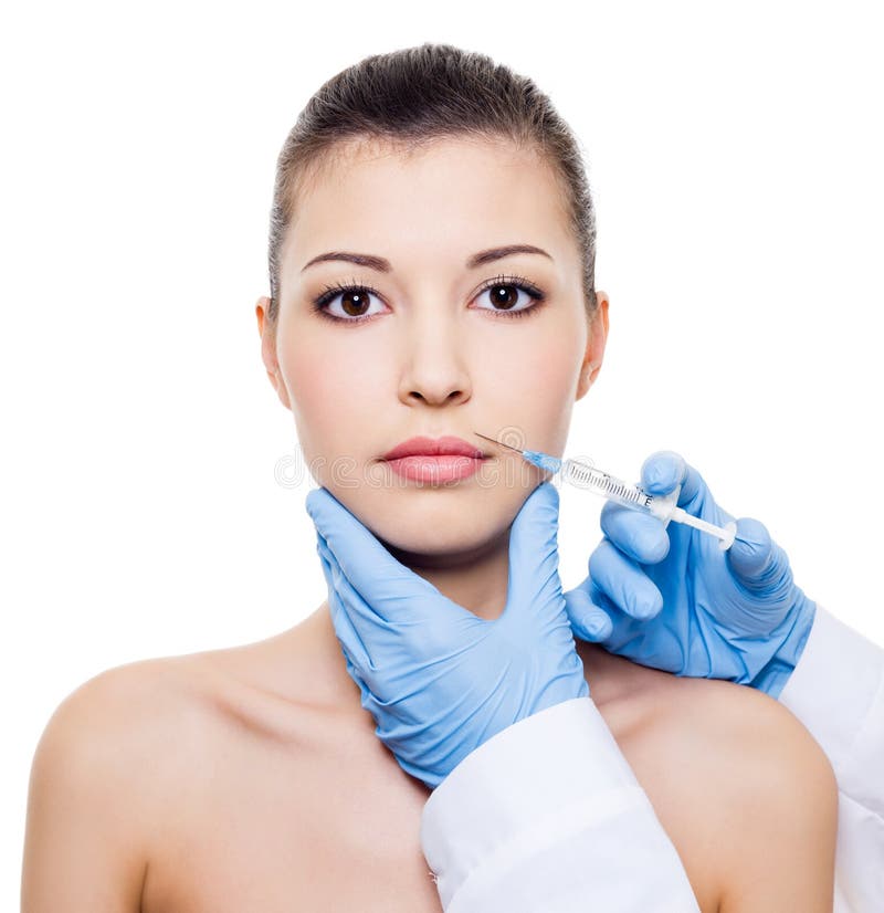 Inyección De Botox En Labios De La Mujer Imagen de archivo - Imagen de ...