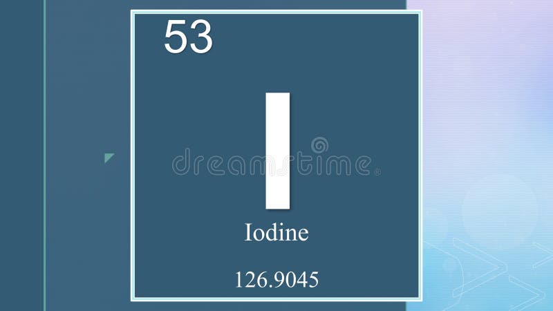 Iodine Chemical Element Symbol on Blue Solid and Gradient Background ...