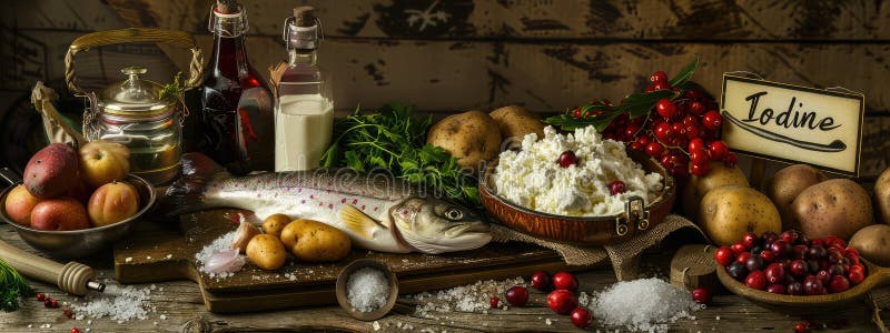 Iodine in Food and Fish. Selective Focus Stock Photo - Image of seaweed ...