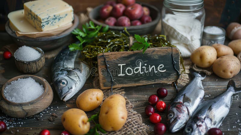 Iodine in Food and Fish. Selective Focus Stock Image - Image of seafood ...