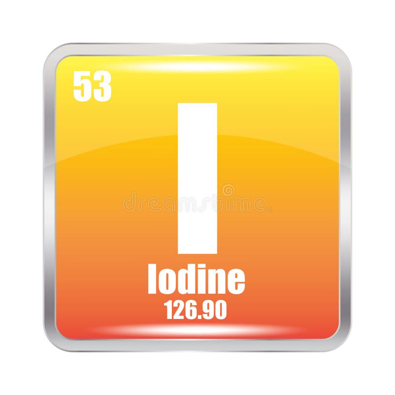 Iodine Icon. I Chemical Element. Atomic Number 53. Mass 126.90. Yellow ...
