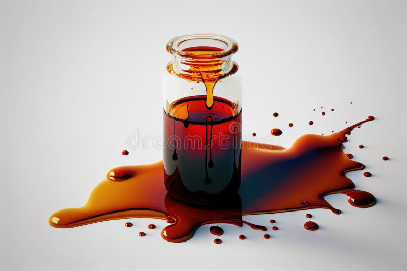 Iodine in a Vial Next To Spilled Drops on a White Background ...