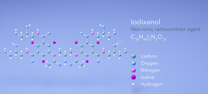 Iodixanol Molecule, Molecular Structures, C35h44i6n6o15, 3d Model ...