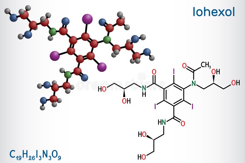 Iohexol Molecule. Structural Chemical Formula, Molecule Model. Stock ...