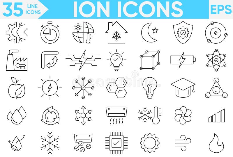 Ion Line Icons.Conditioning Related Vector Line Icons. Contains Such ...