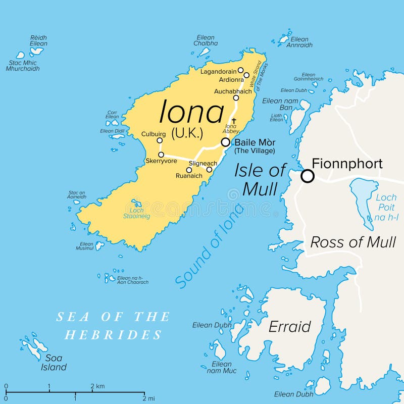 Iona, Island of Scotland, in the Hebrides, Political Map Stock Vector ...