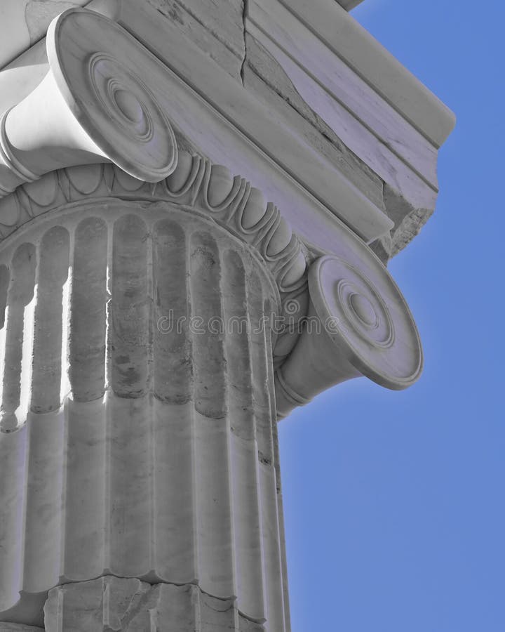 Ionian Order Column Detail, Blue Sky Background Stock Image - Image of ...