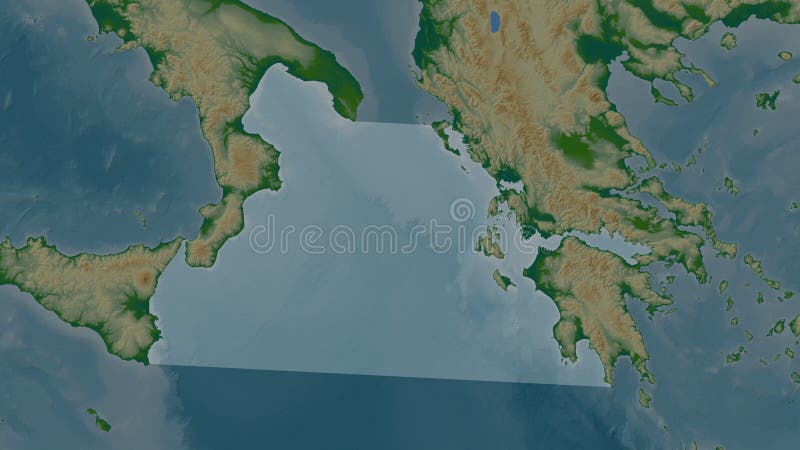Ionian Sea Highlighted. Physical Map Stock Illustration - Illustration ...