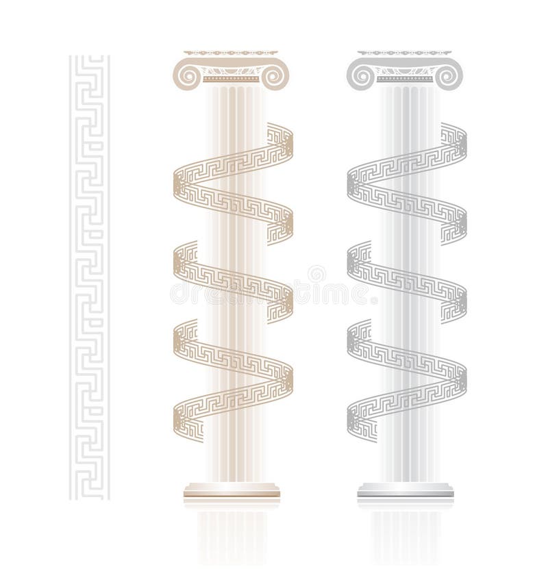 Ionic Column with Greek Key Pattern Stock Vector - Illustration of ...