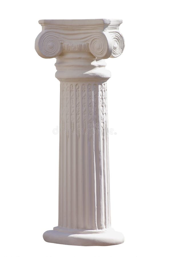 Ancient Greek Ionic Column Isolated on White Stock Image - Image of ...