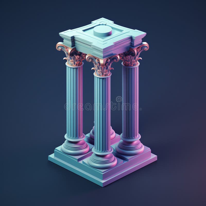 Isometric Greek Temple Ionic Architecture Stock Illustrations – 83 ...