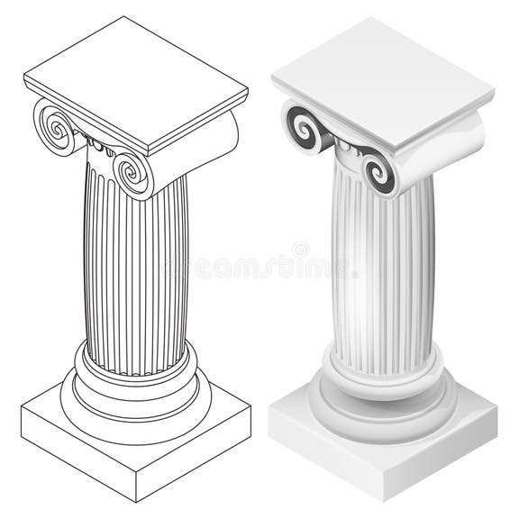 Ionic Column Style Isometric View Isolated Stock Illustration ...