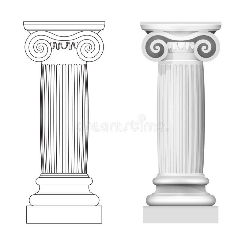 Ionic Column Style Side View Isolated Stock Vector - Illustration of ...