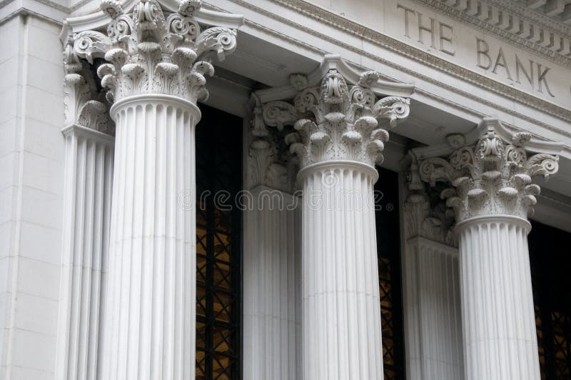 Ionic Columns of a Bank Building Stock Photo - Image of money, column ...
