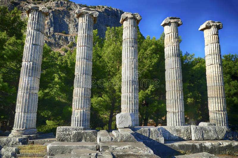 Ionic Columns of the Temple of Athena Polias Stock Image - Image of ...