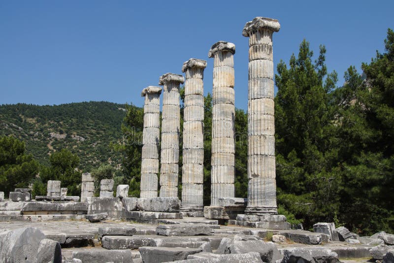 Ionic Columns Temple of Athena Stock Image - Image of temple, stone ...