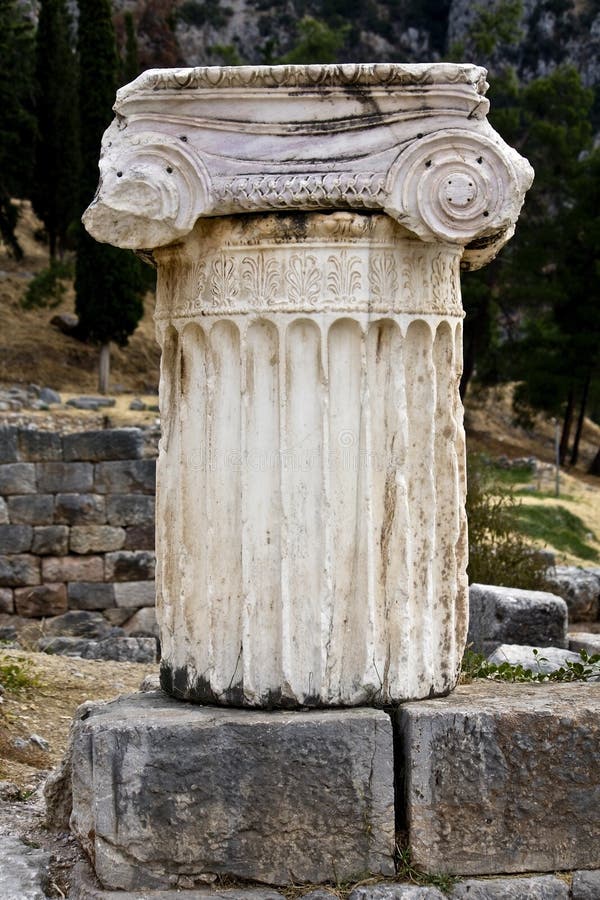 Ionic Order Capital at Delphi Stock Image - Image of historical ...