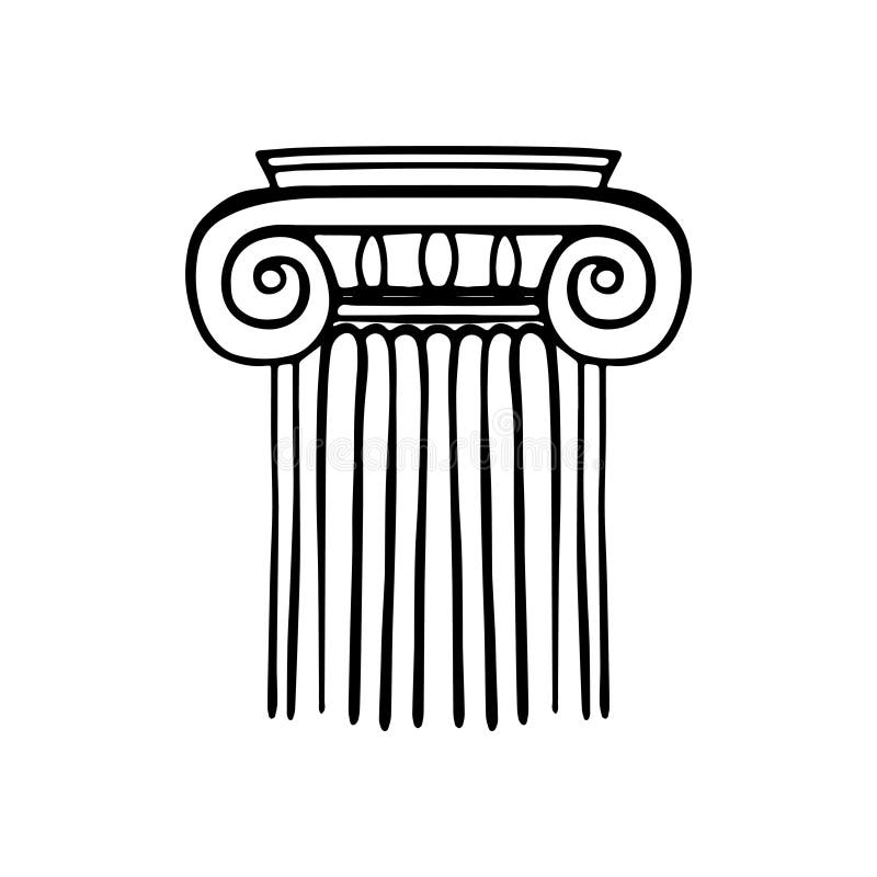 Ionic Order. Vector Hand Drawn Illustration of Classical Capital Stock ...