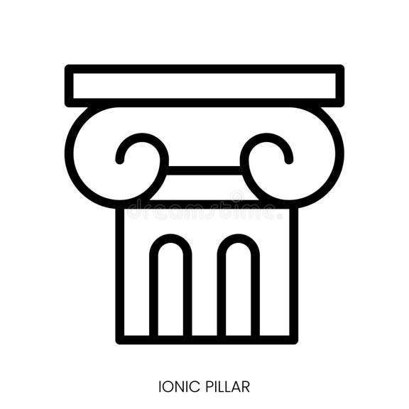 Ionic Pillar Icon. Line Art Style Design Isolated on White Background ...