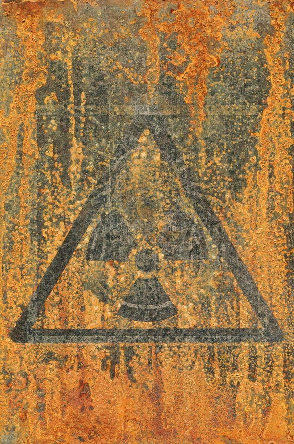 Ionizing Radiation.Hazard Symbol.Mark from an Old Sticker on a Rusty ...