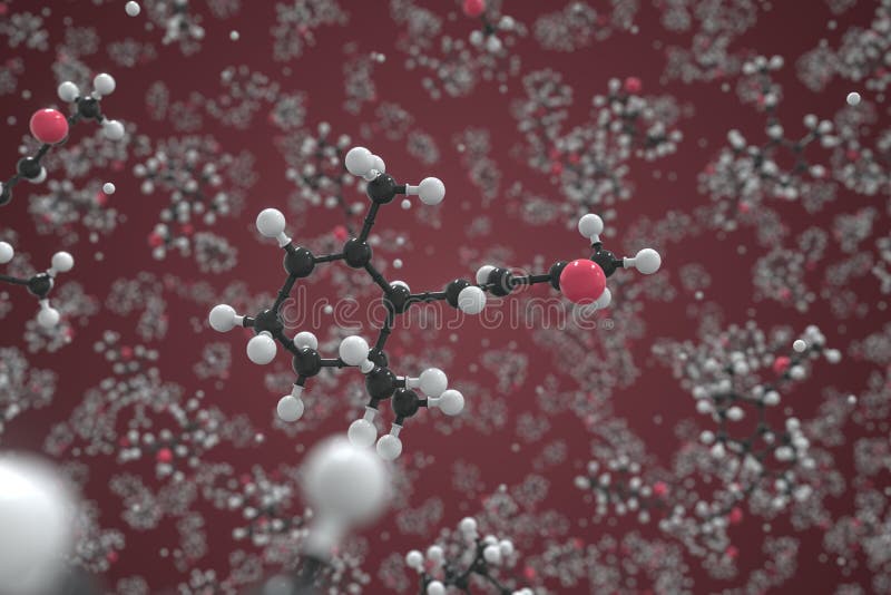 Ionone Molecule Made with Balls, Conceptual Molecular Model. Chemical ...