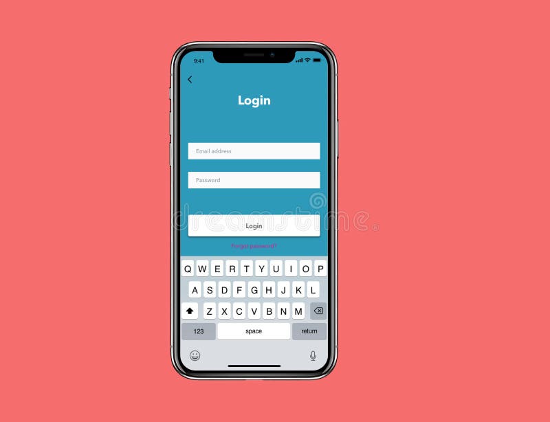 IOs Mockup Simple Login User Wireframe IPhone X Stock Illustration ...
