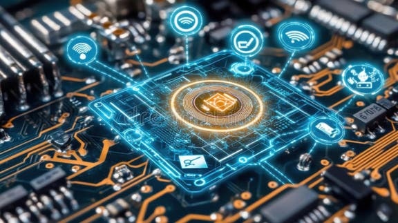 IoT Chip: Smart Technology & Wireless Connectivity Stock Illustration ...