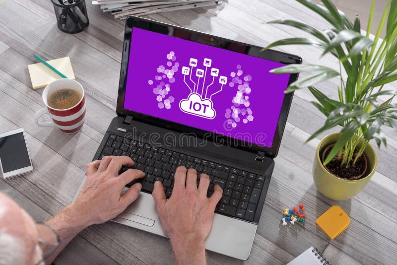Iot concept on a laptop stock image. Image of digital - 294085839