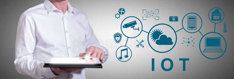 Iot Concept with Man Using a Tablet Stock Image - Image of devices ...