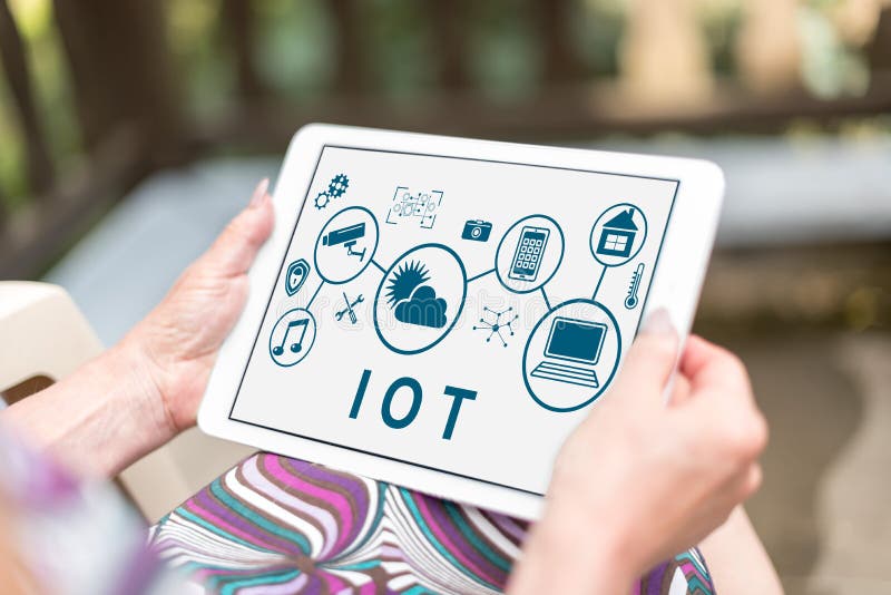 Iot concept on a tablet stock photo. Image of wireless - 194849774
