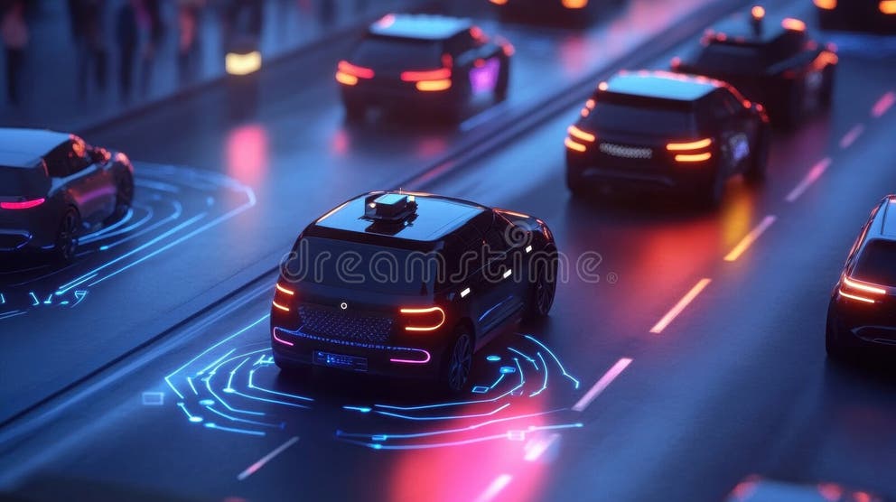 IoT Connectivity in Autonomous Vehicle Technologies Stock Illustration ...