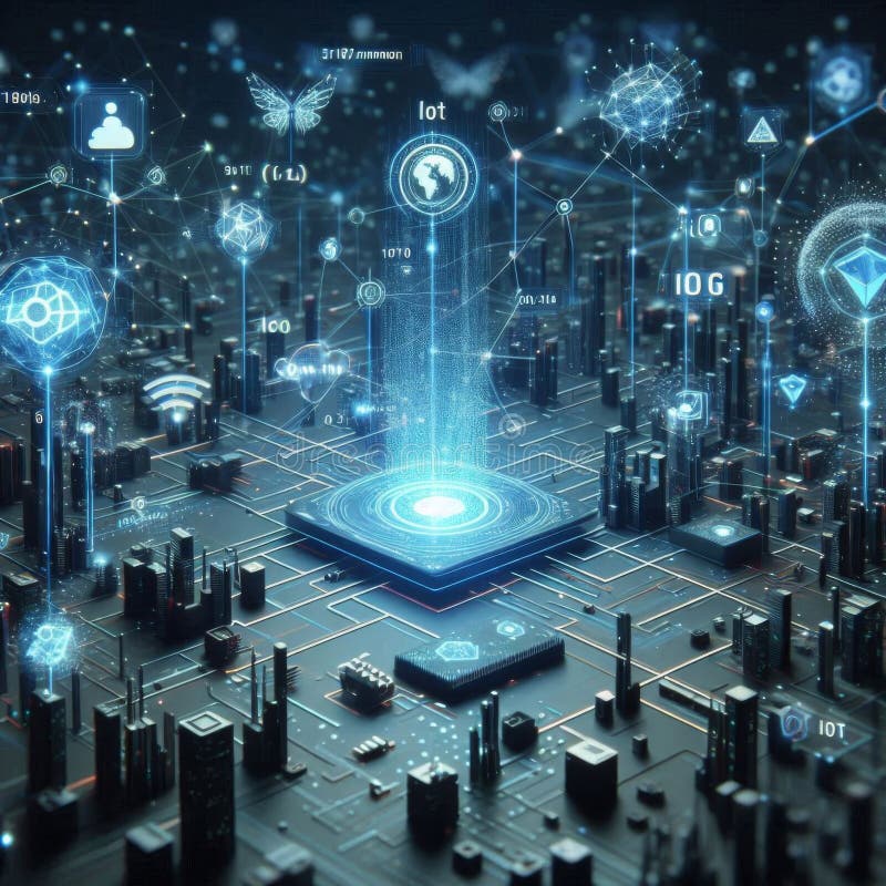 Iot Data Transmission Blockchain Links Cyber Network Pathways Stock