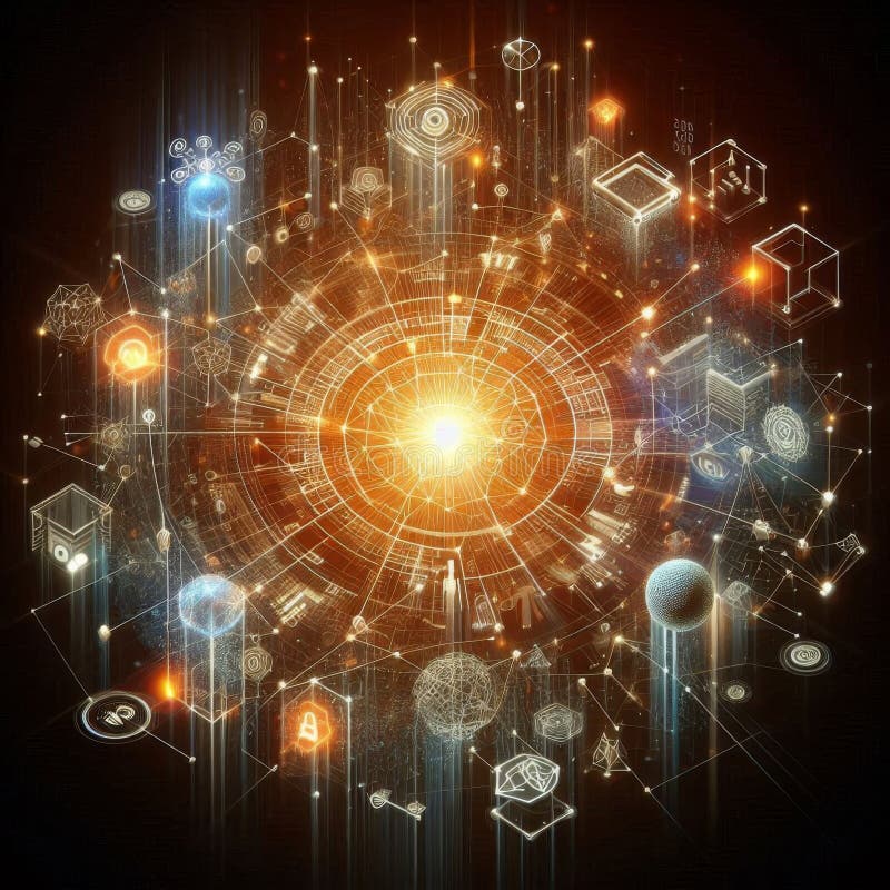 Iot Data Transmission Blockchain Links Cyber Network Pathways Stock