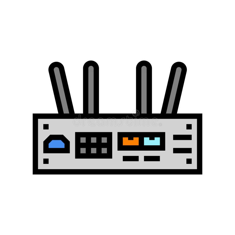 Iot Gateway Data Center Color Icon Vector Illustration Stock ...
