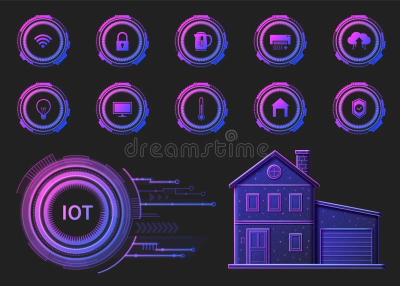 IoT Icons in Gradient Design Stock Photo - Image of industry ...