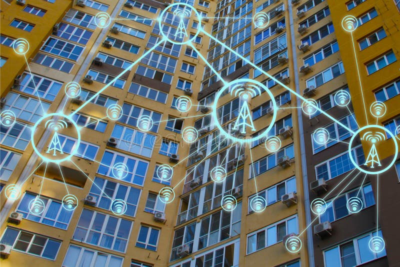 IOT, Internet Smart City And Network Connect Wi-Fi Access Points ...