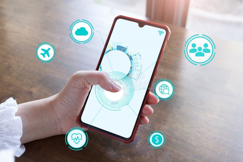 IoT Internet of Things Development Concept ,the Hand Touch Screen ...